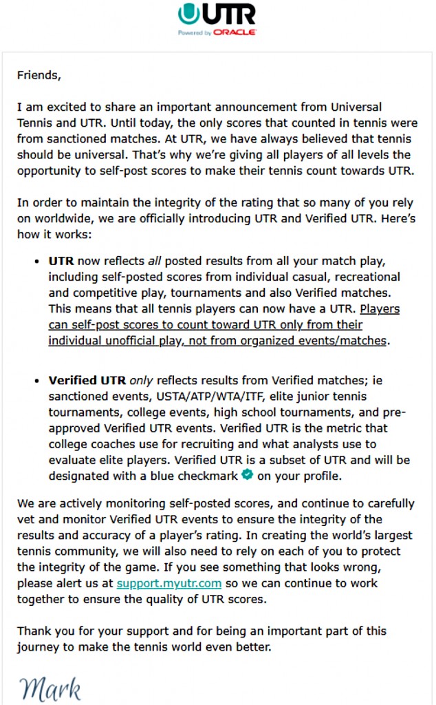 Universal Tennis Rating (UTR) – Midwestern Tennis Association