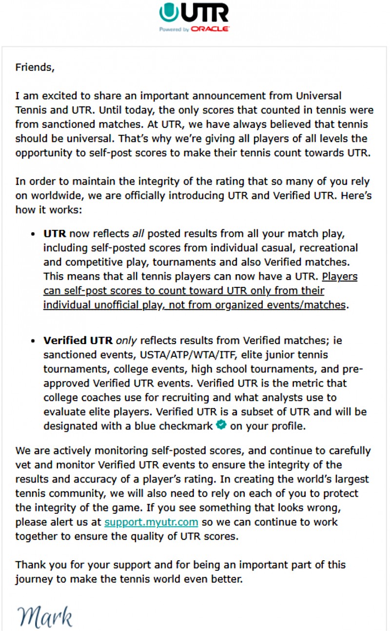 Universal Tennis Rating (UTR) – Midwestern Tennis Association