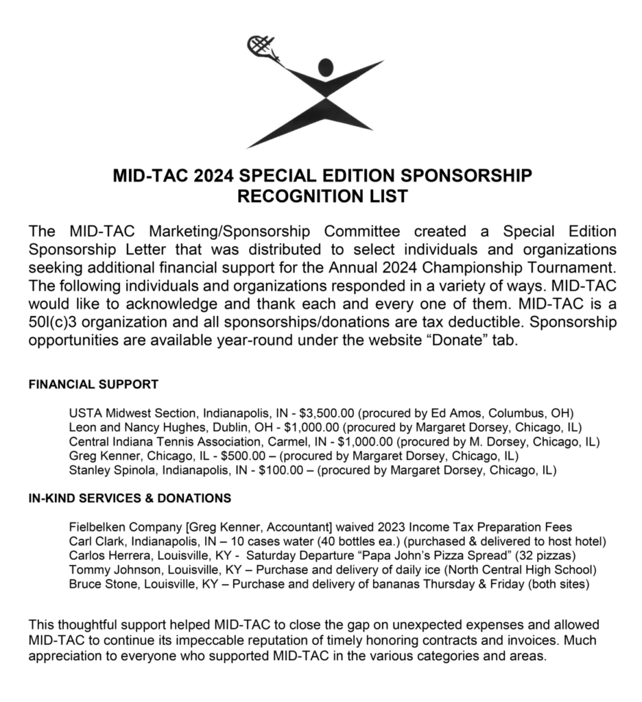 MID-TAC 2024 SPECIAL EDITION SPONSORSHIP RECOGNITION LIST – Midwestern ...
